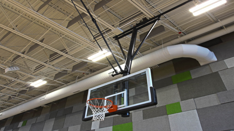Hire a Company to Install Gymnasium Ceiling-Mounted Basketball Hoops ...
